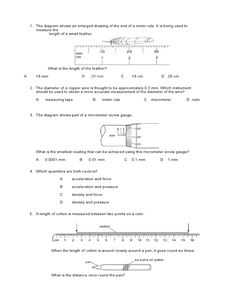 Grade 7 Physics Monthly Test 1 Term 1 | PDF