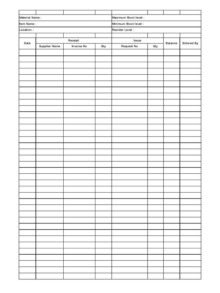 Bin Card Format | PDF