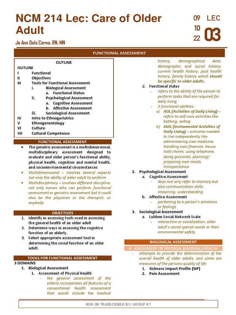Cognitive Assessment in Elderly Care | PDF | Dementia | Clinical Medicine