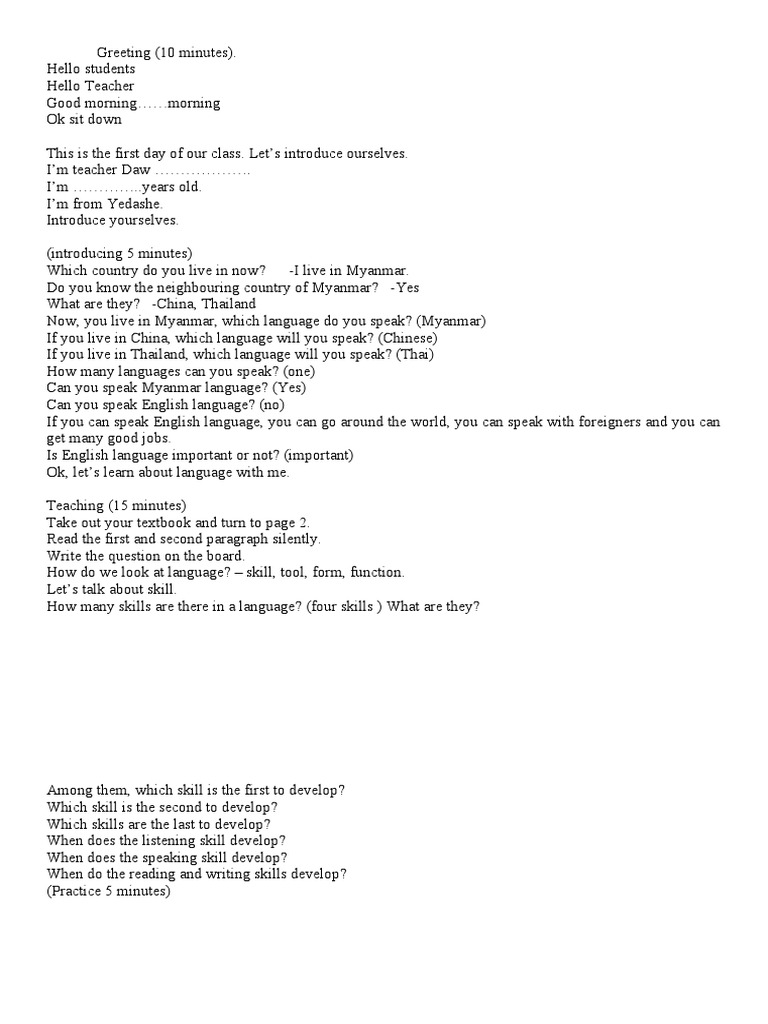 Language Skills and Communication Lesson | PDF | Communication | Gesture