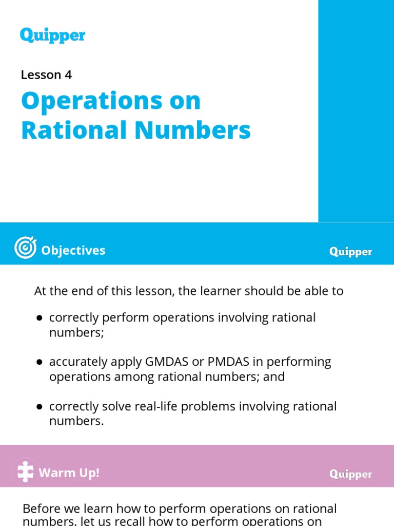 Operations On Rational Numbers | PDF | Division (Mathematics ...