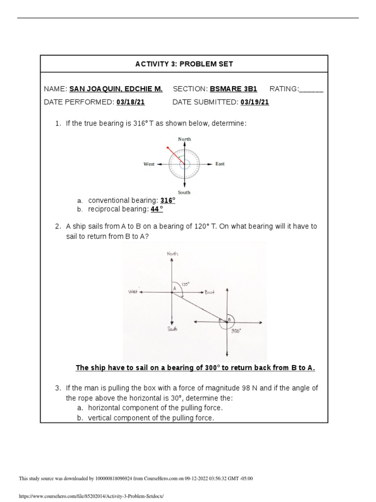 Activity 3 Problem Set | PDF | Applied And Interdisciplinary Physics | Mechanics