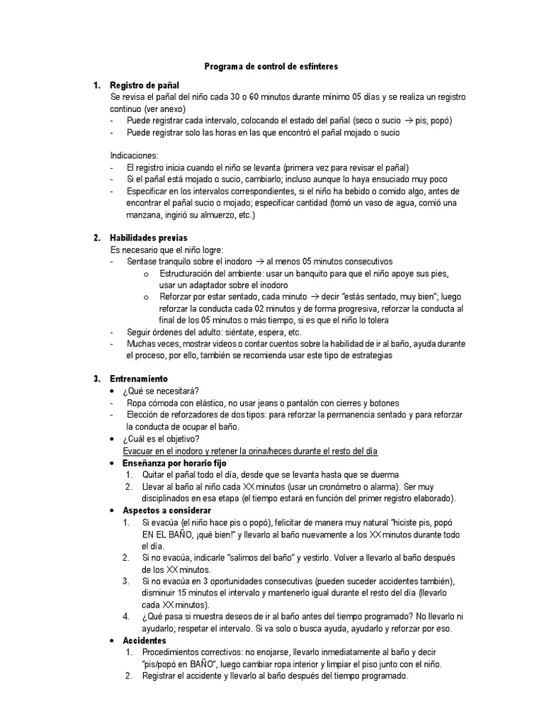 Programa de Control de Esfínteres | PDF | Pañal