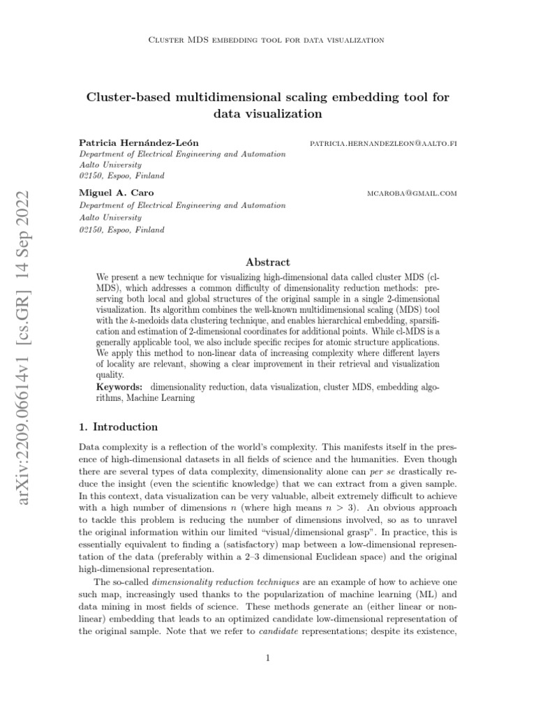 Cluster-Based Multidimensional Scaling Embedding Tool For Data ... Cluster-Based Multidimensional Scaling Embedding Tool For Data ...
