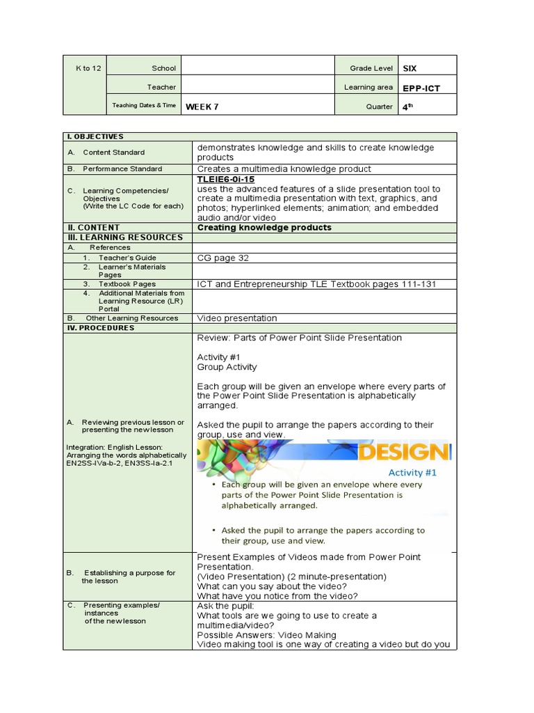 Epp-Ict 4: I. Objectives | PDF | Multimedia | Learning