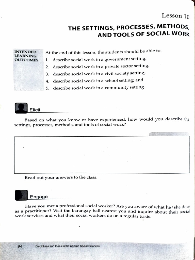 The Settings, Processes, Methods, and Tools of Social Work | PDF ...