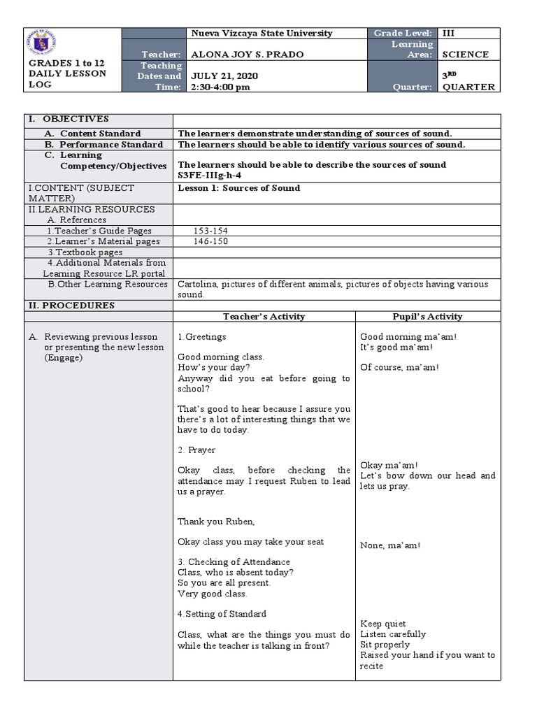 DLP Grade 3 SCIENCE DEMO | PDF | Teachers | Learning