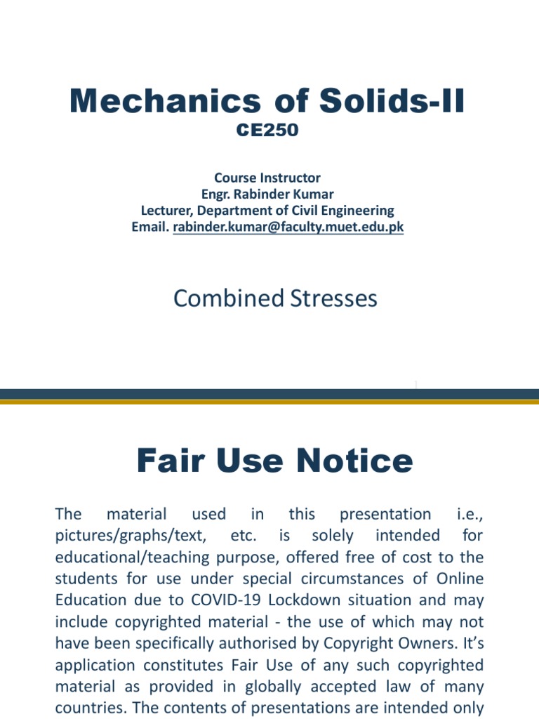 MOS II-Combined Stresses 20CE | Download Free PDF | Bending | Stress ...