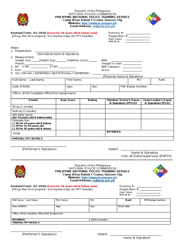 Latest PFT Form | PDF