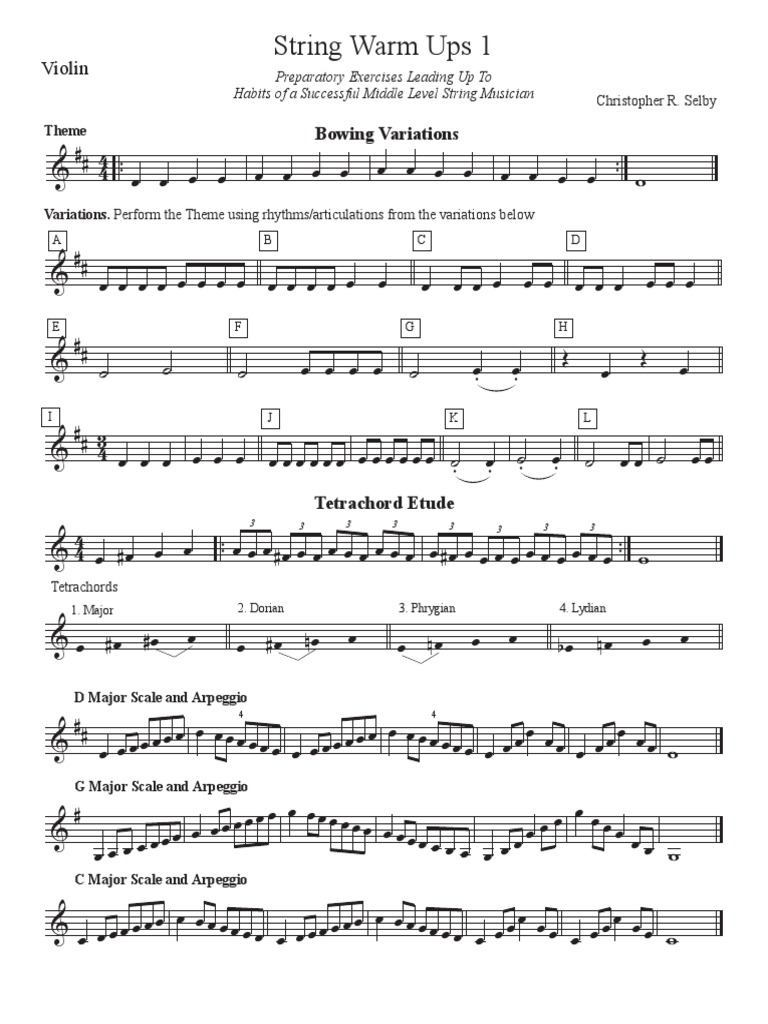 String Warm Ups 1 - Violin | PDF