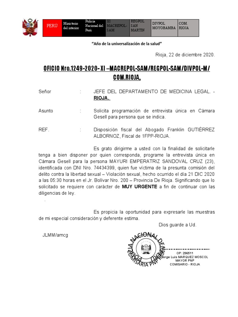 Oficio Integridad Sexual | PDF | Perú | Violación