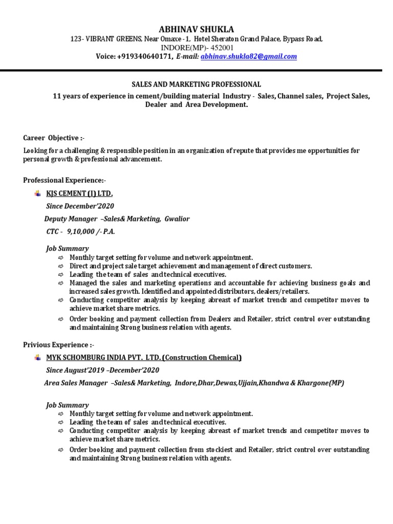 Updated Abhinav Shukla CV | PDF | Sales | Retail
