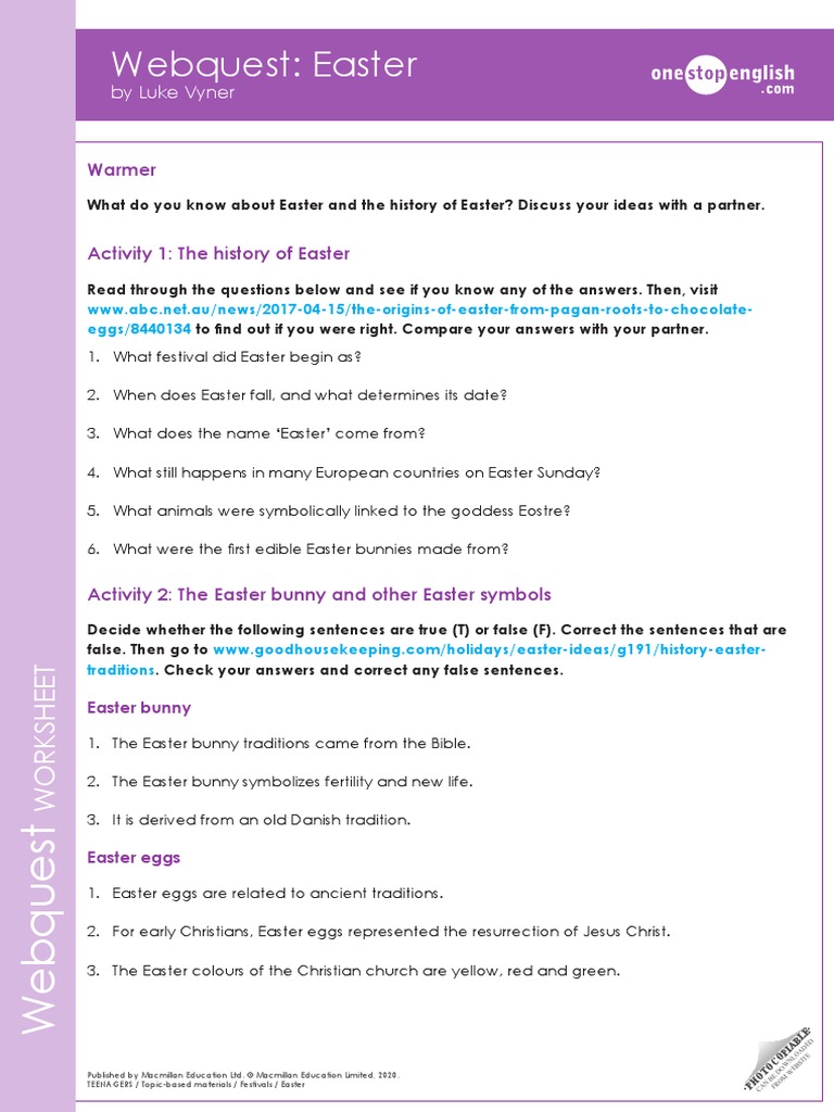 Easter Webquest Worksheet | PDF | Easter | Easter Egg