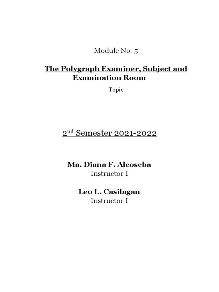 Final Poly 5.the Polygraph Examiner Subject and Examination Room | PDF | Polygraph | Question