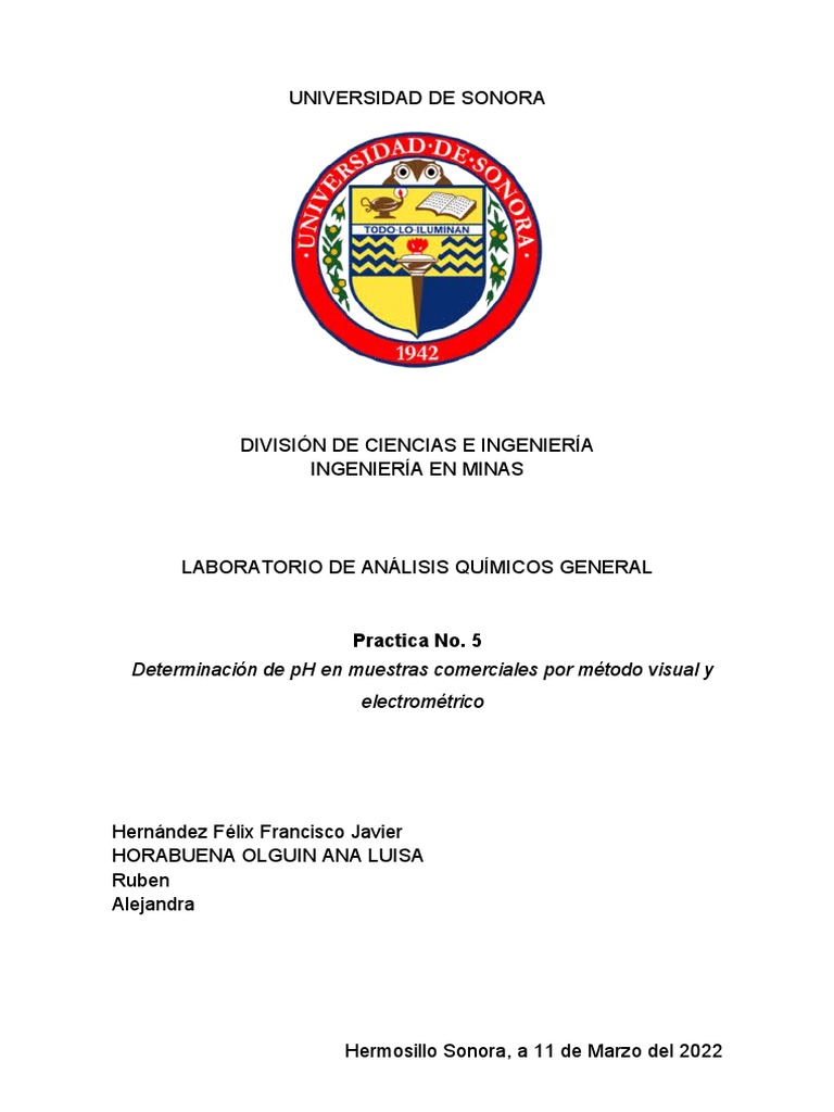 Práctica 5. Determinación de PH Por Método Visual y Electrométrico. | PDF | Ph | Ósmosis