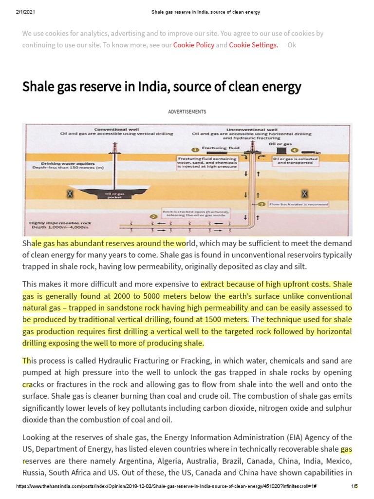 Shale Gas Reserve in India Source of Clean Energy | Download Free PDF ...