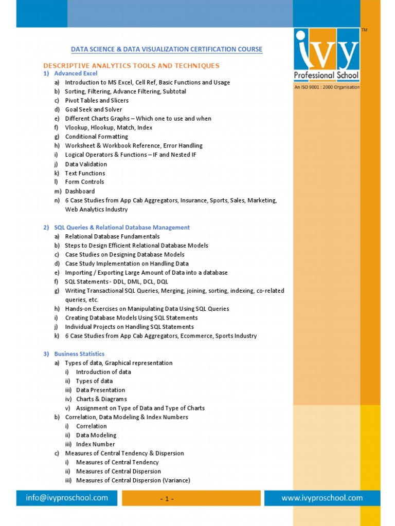 Ivy - Data Science and Data Visualization Certification Course | PDF | Regression Analysis ...