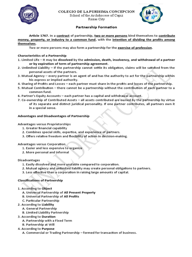 Partnership Basics for Students | PDF | Partnership | Debits And Credits