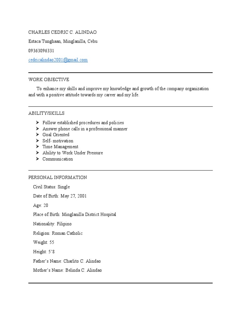 CHARLES CEDRIC Resume | PDF | Career & Growth