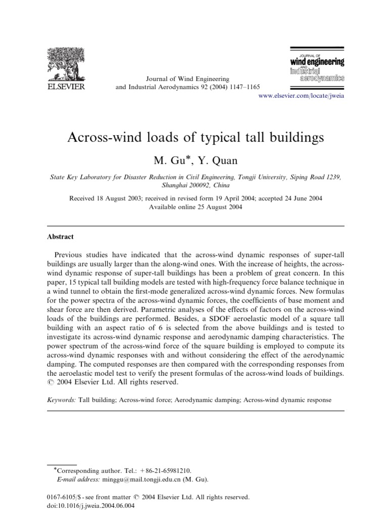 Across Wind Loads of Typical Tall Buildings | PDF | Wind Tunnel ...