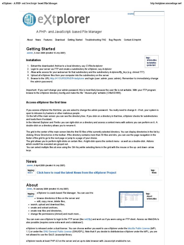 Extplorer - A PHP - and Javascript - Based File Manager | PDF | Computer File | Directory ...