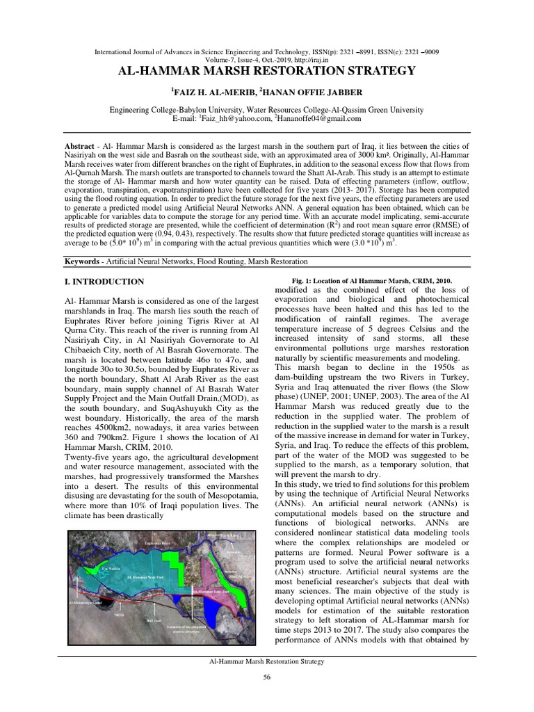 Al-Hammar Marsh Restoration Strategy: Faiz H. Al-Merib, Hanan Offie ...