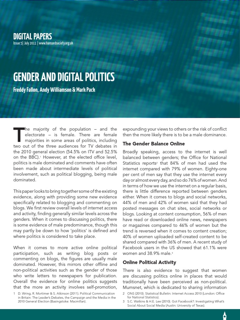 Gender and Digital Politics 2011 | PDF | Social Media | Popular Culture ...