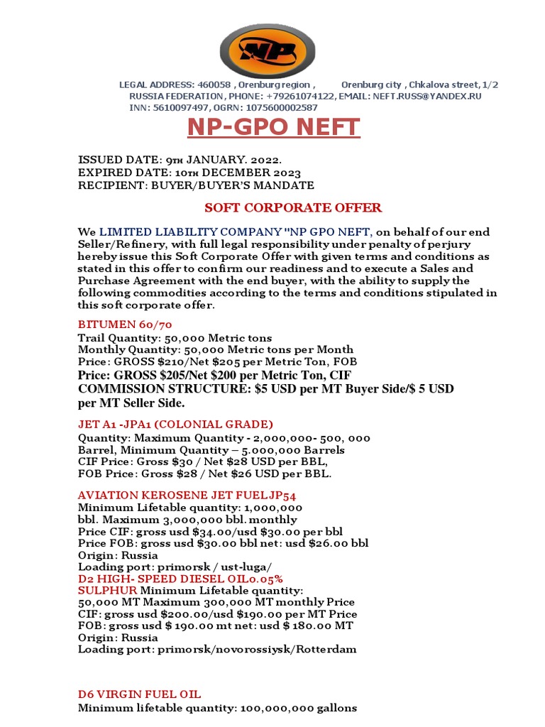 Cif Soft Corporate Offer | PDF | Economies | Trade