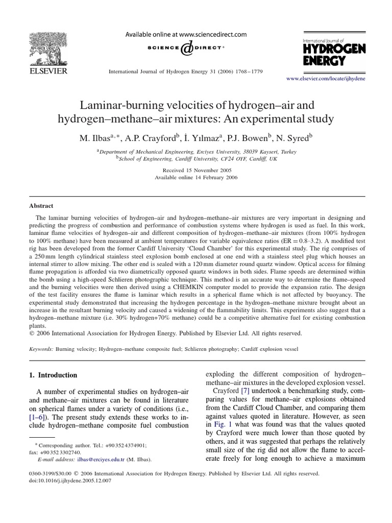 Laminar-Burning Velocities of Hydrogen-Air and Hydrogen-Methane-Air Mixtures - An Experimental ...