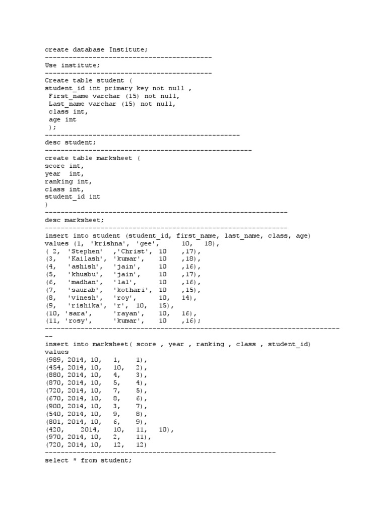 Database Design for Student Records and Marksheet Information | PDF | Databases | Data Management