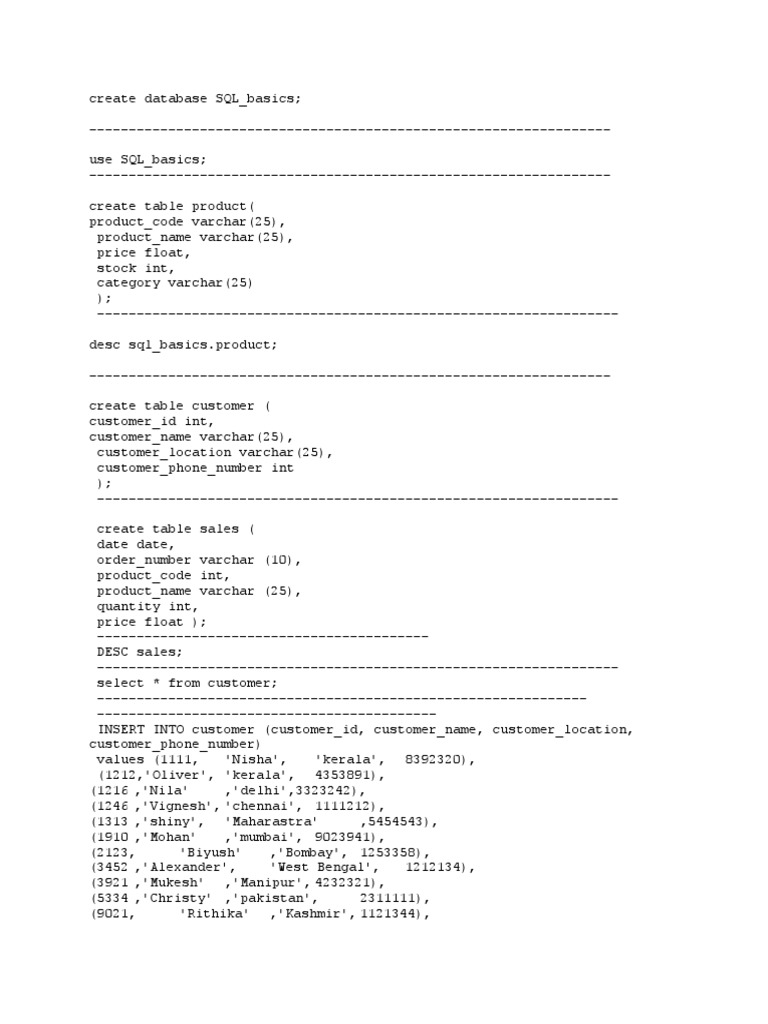 SQL Database Creation and Management Guide | PDF