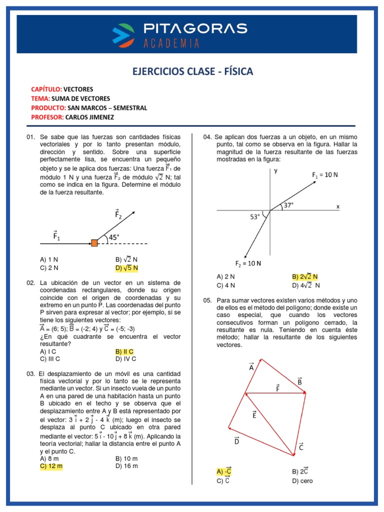 SSE-FI-EJ01-VECTORES (Suma de Vectores) | PDF | Vector Euclidiano ... SSE-FI-EJ01-VECTORES (Suma de Vectores) | PDF | Vector Euclidiano ...