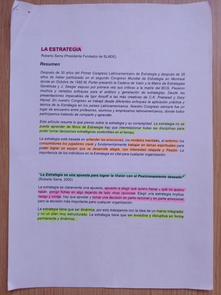 Resumen - La Estrategia de Roberto Serra | PDF