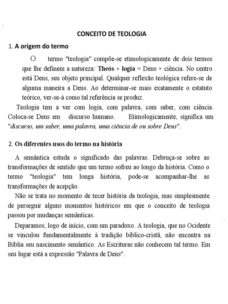 02 - o Conceito de Teologia II | PDF | Teologia | Fé
