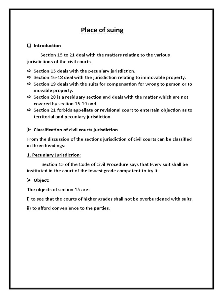 Place of Suing | PDF | Lawsuit | Jurisdiction