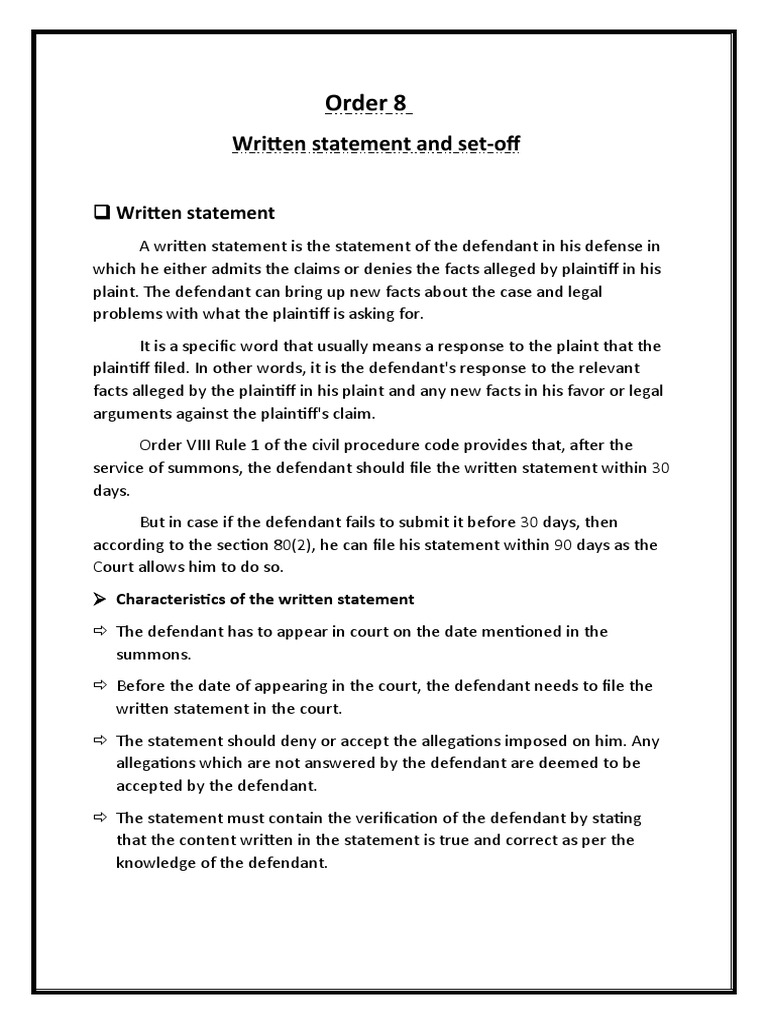 Understanding Written Statements and Set-Off | PDF | Lawsuit | Set Off ...