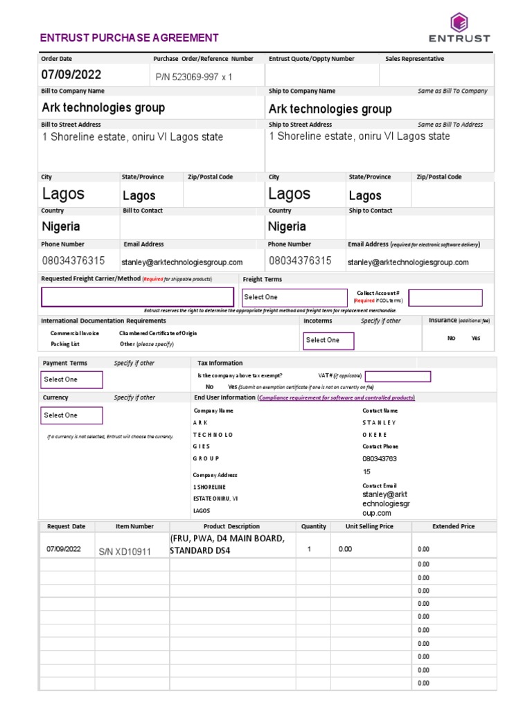 Entrust Order Form | Download Free PDF | Zip Code | Business