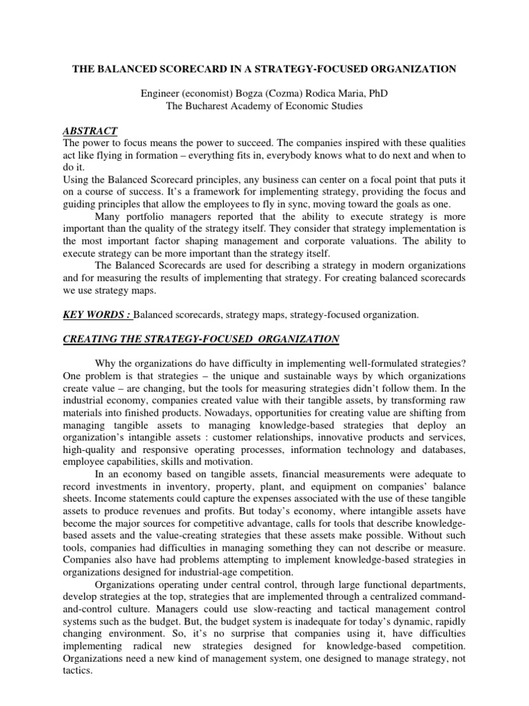 Strategy Focused Organization | Download Free PDF | Strategic ...