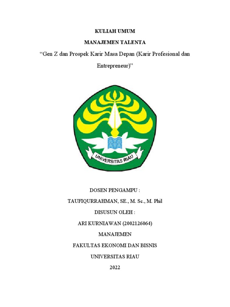 Resume Kuliah Umum MGT Talenta ARI KURNIAWAN 2002126064 | PDF
