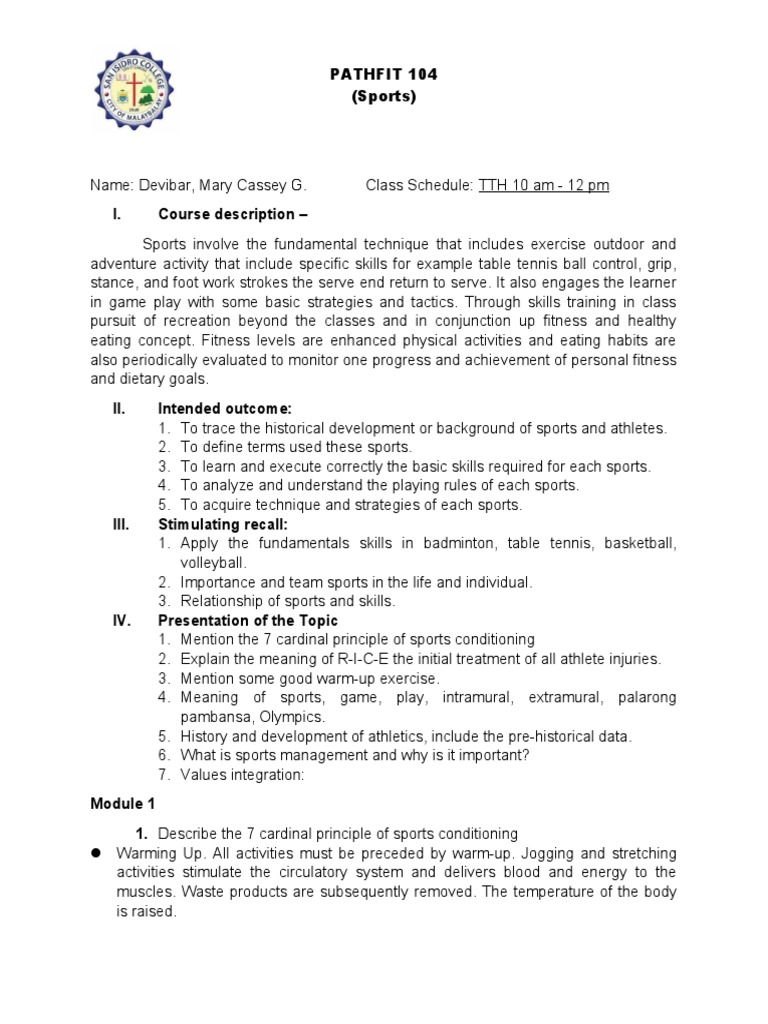 104 Module | PDF | Sports | Motivation