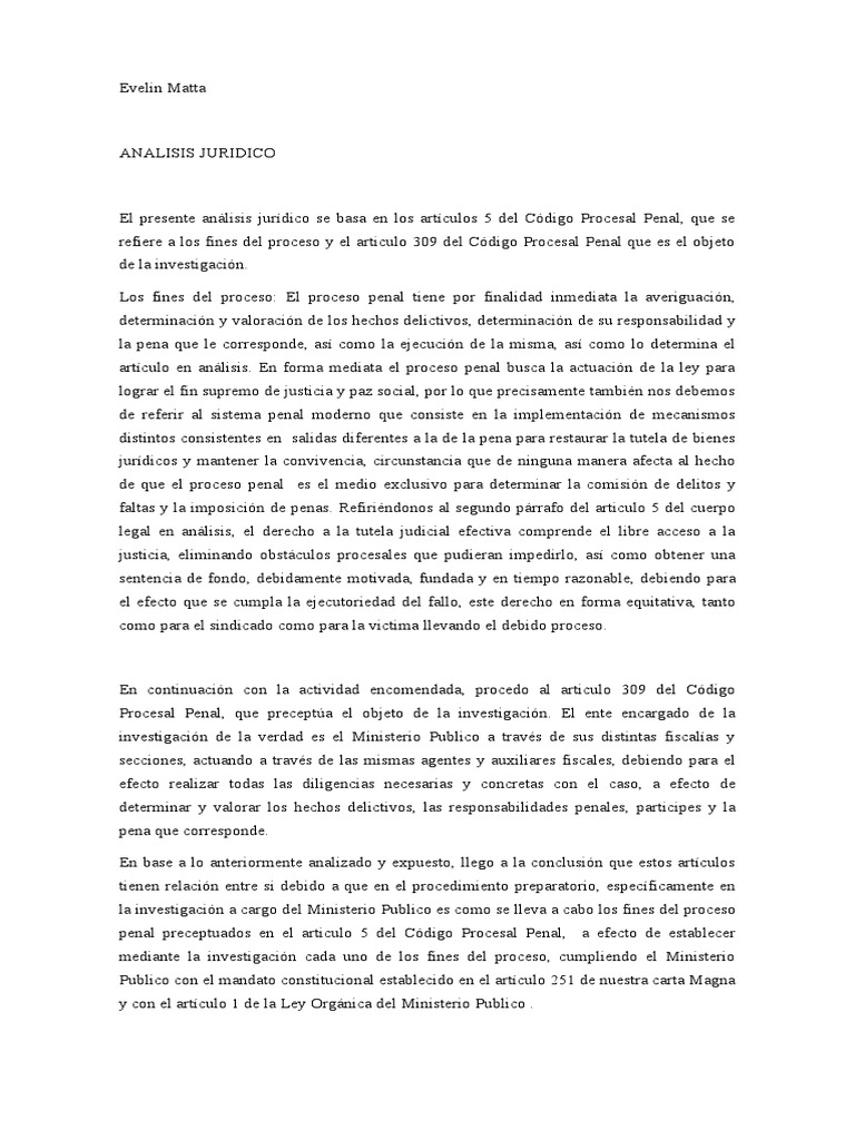 Análisis de Artículos 5 y 309 CPP | PDF | Derecho penal | Ley procesal