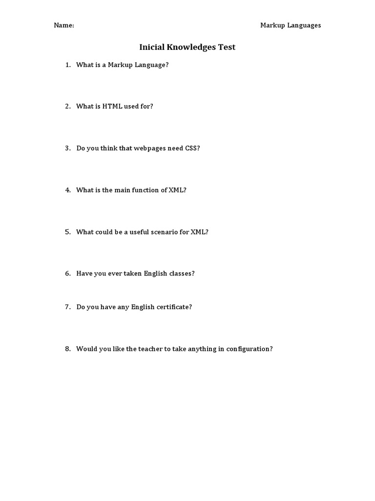 Initial Questionary | PDF