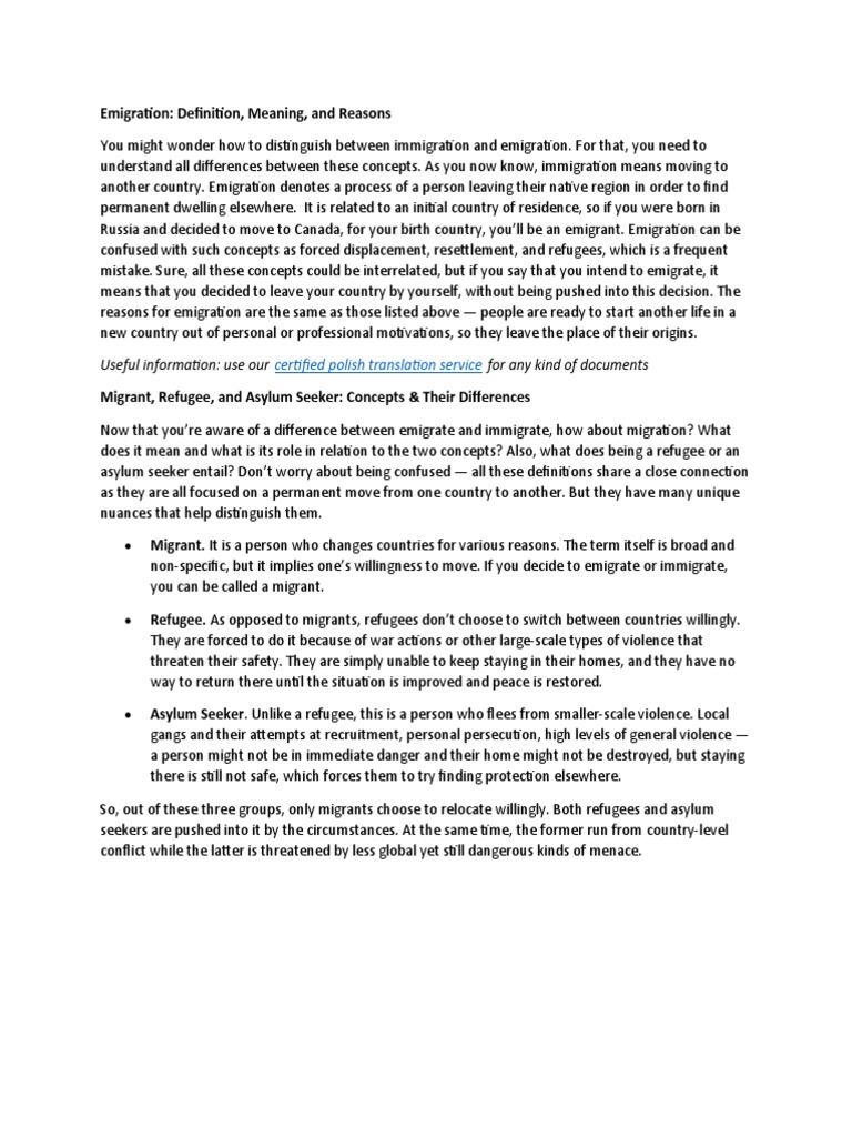Understanding the Key Differences Between Emigration, Immigration, Migration, Refugees, and ...