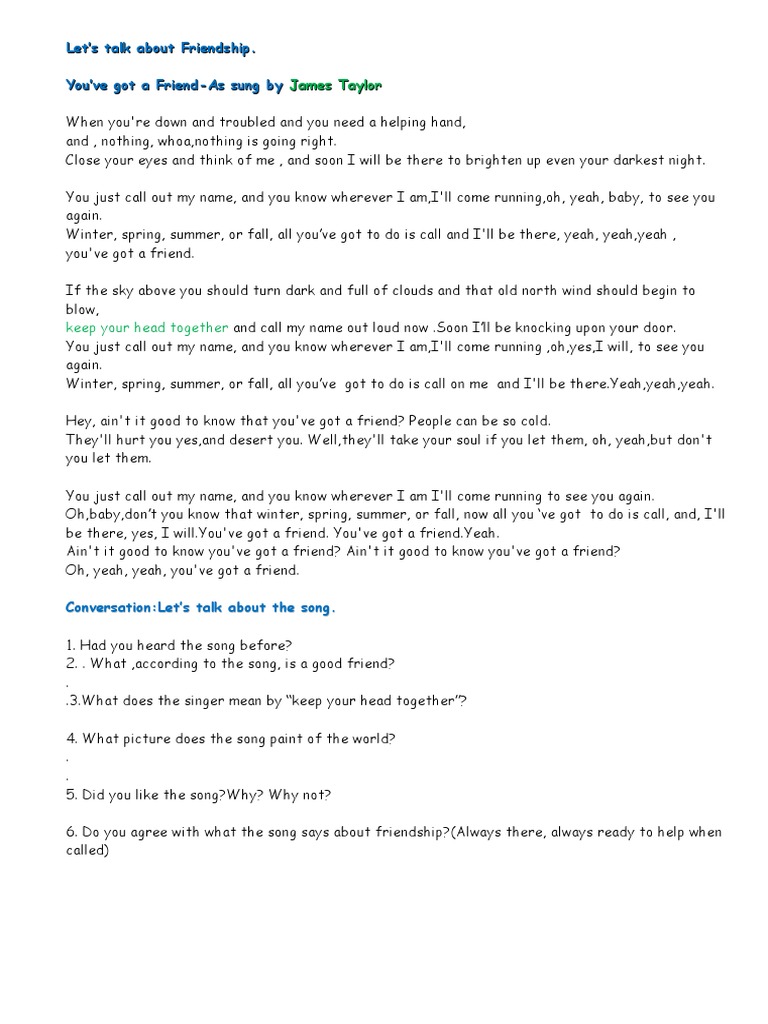 Youve Got A Friend | PDF