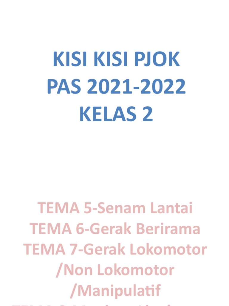 Materi KISI KISI - PJOK - Kelas 2 - PAS | PDF