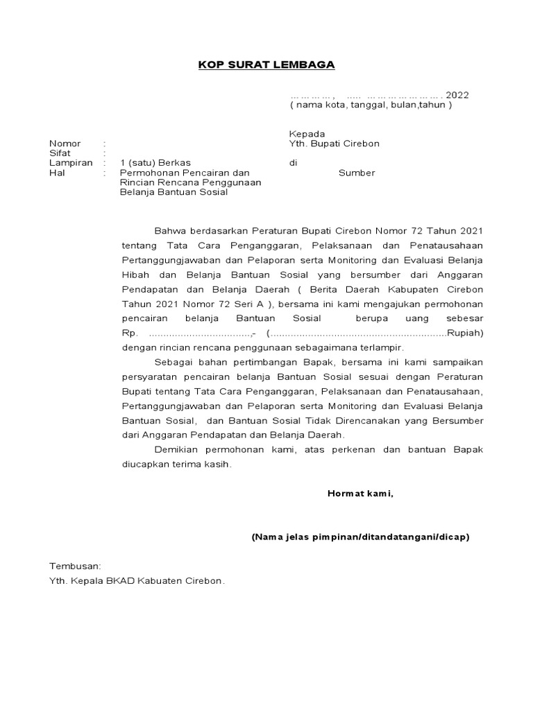 Format Pencairan Bansos 2021 | PDF