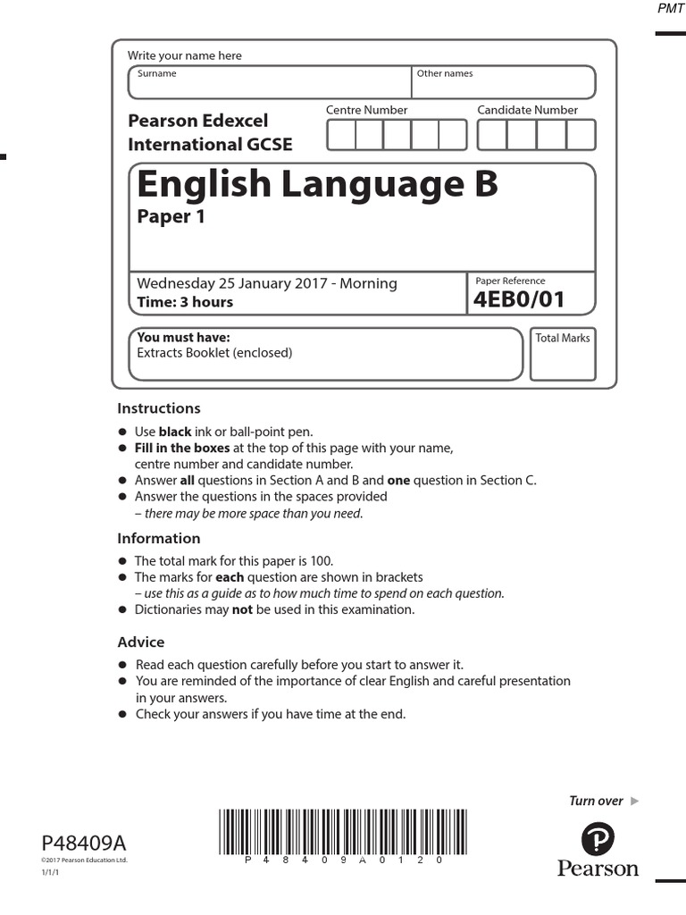 January 2017 QP - Paper 1 Edexcel (B) English Language IGCSE Past ...