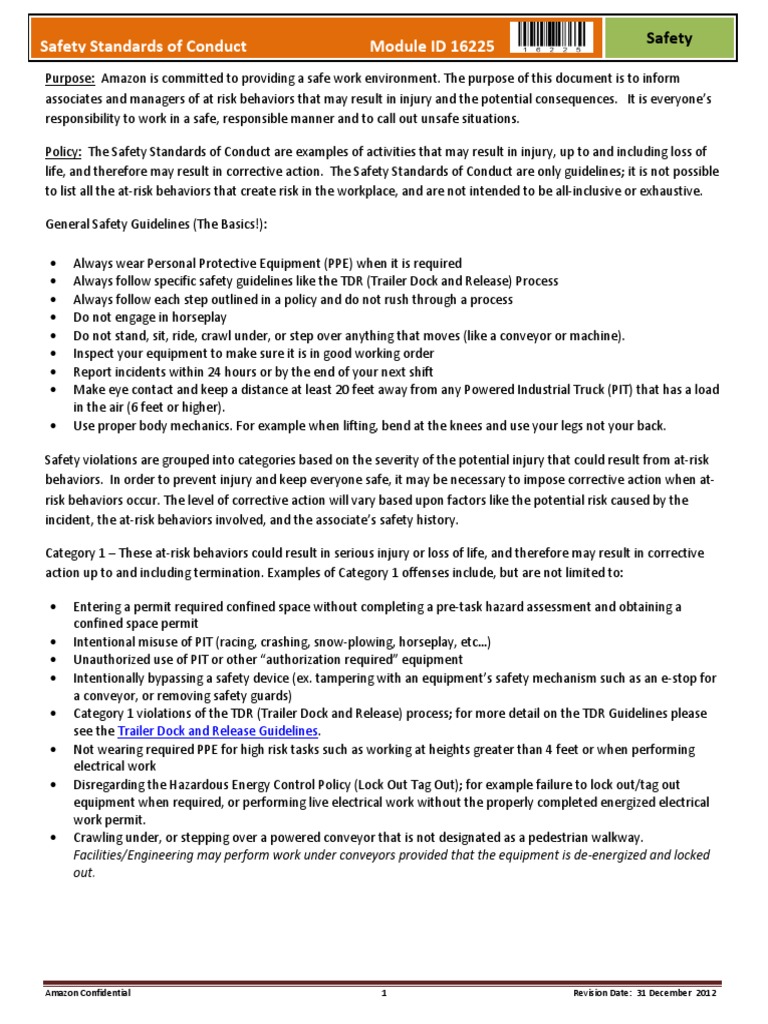 Amazon Safety Standards | PDF | Personal Protective Equipment ...