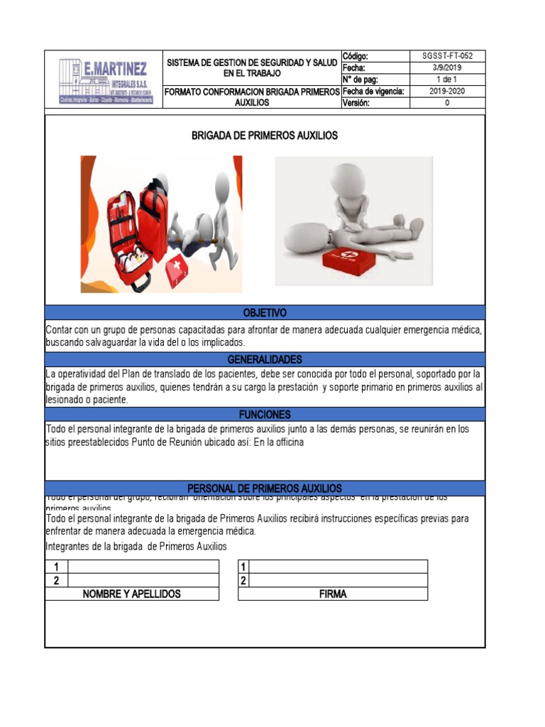 Brigada Primeros Auxilios | PDF