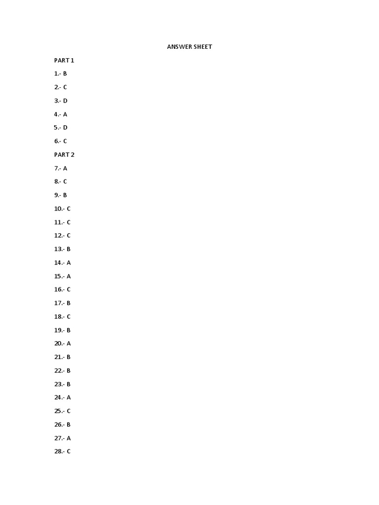 Answer Shee1 - Toeic Listening 2020 | PDF